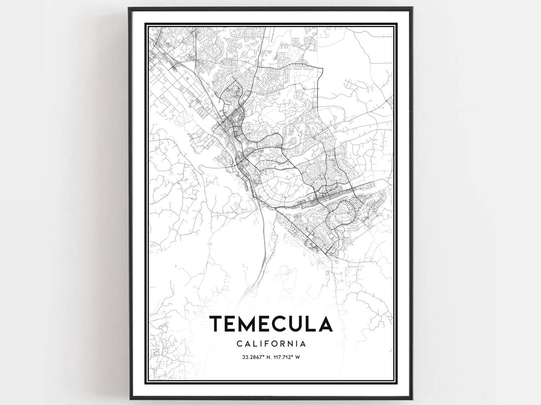 Temecula Map Print, Temecula Map Poster Wall Art, Ca City Map ...