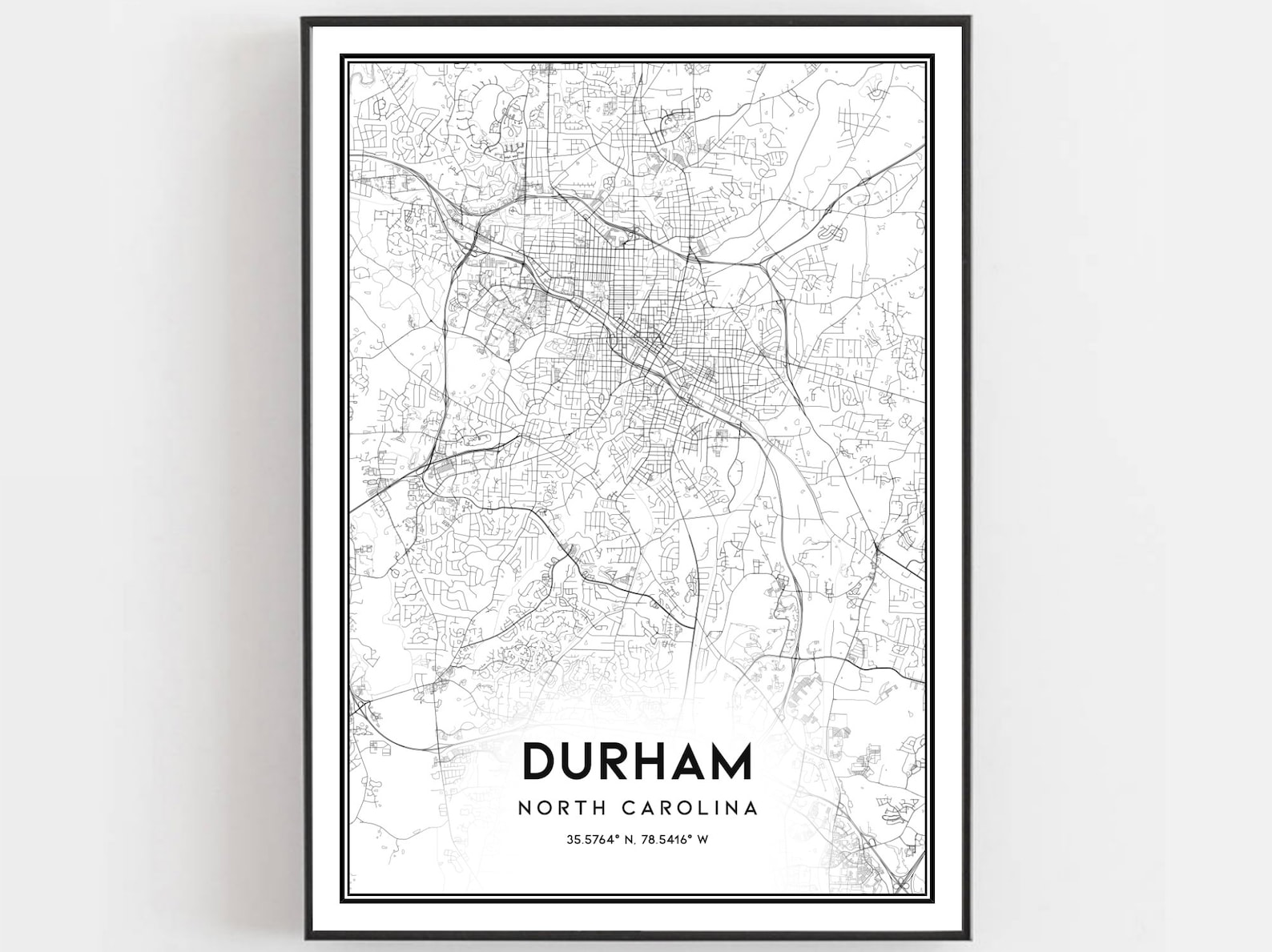 Durham Map Print Durham Map Poster Wall Art Nc City Map - Etsy
