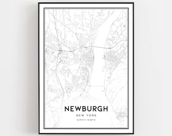 Newburgh Map Print, Newburgh Map Poster Wall Art, Ny City Map, New York ...