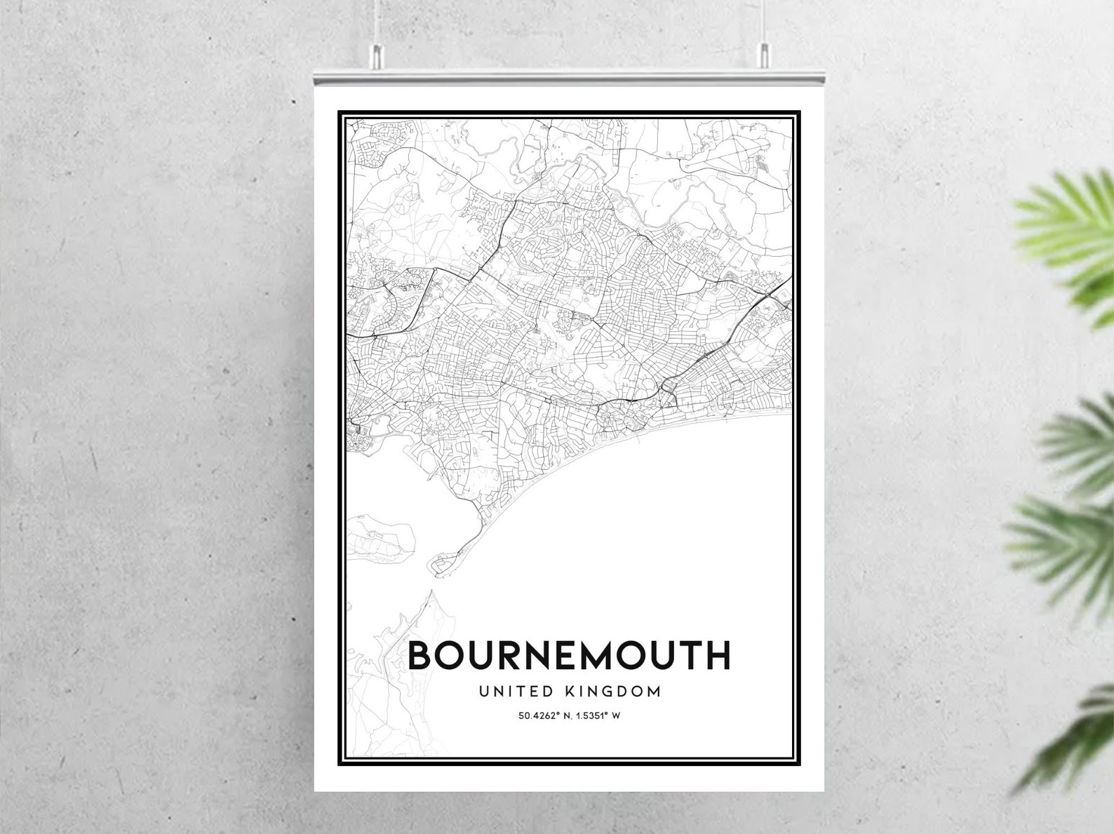 Bournemouth Map Print Bournemouth Map Poster Wall Art - Etsy