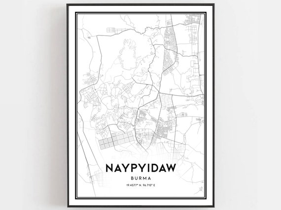 Naypyidaw Map Print Naypyidaw Map Poster Wall Art Naypyidaw | Etsy