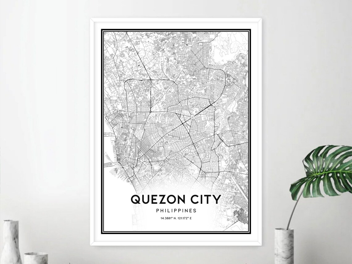 Quezon City Map Print, Quezon City Map Poster Wall Art, Quezon City ...