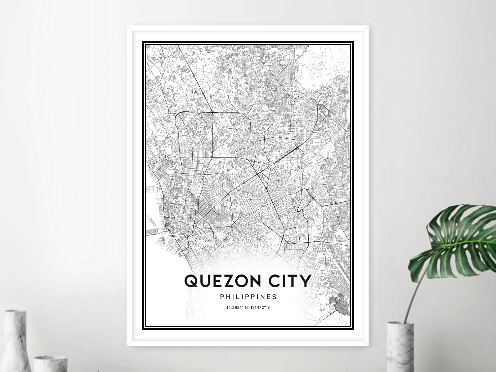 Quezon City Map Print Quezon City Map Poster Wall Art Quezon - Etsy