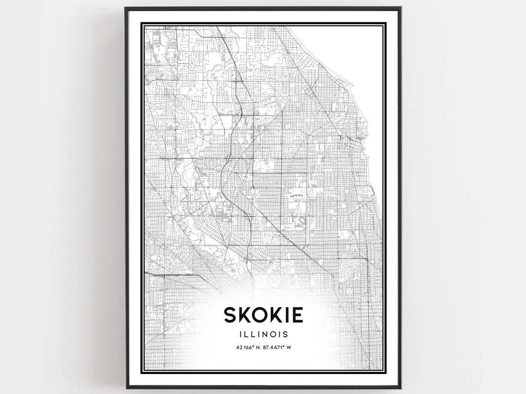 Skokie Map Print, Skokie Map Poster Wall Art, Il City Map, Illinois ...