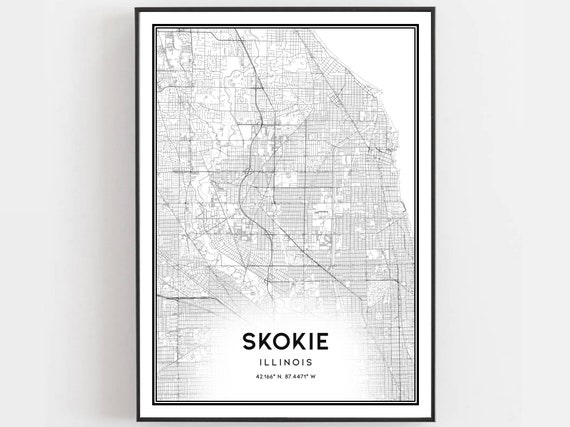 Skokie Map Print Skokie Map Poster Wall Art Il City Map | Etsy