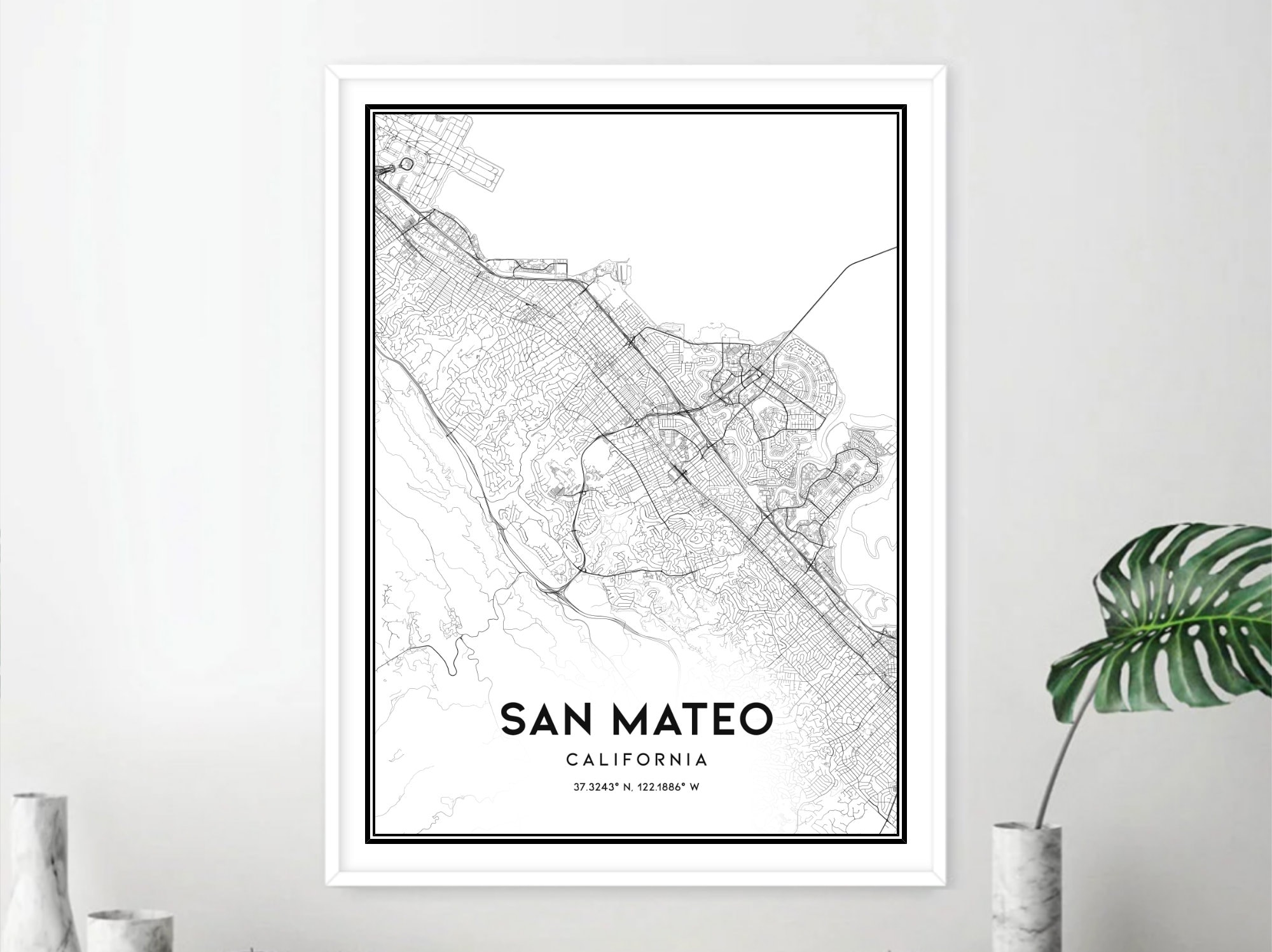 San Mateo Map Print San Mateo Map Poster Wall Art Ca City | Etsy