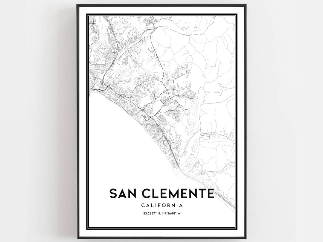 San Clemente Map Print, San Clemente Map Poster Wall Art, Ca City Map ...