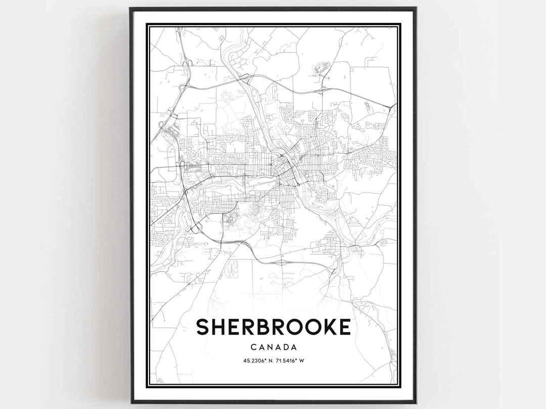 Sherbrooke Map Print, Sherbrooke Map Poster Wall Art, Sherbrooke City ...