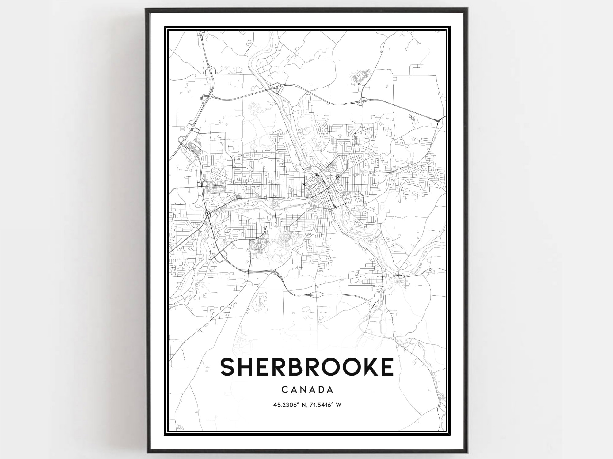 Sherbrooke Map Print, Sherbrooke Map Poster Wall Art, Sherbrooke City ...