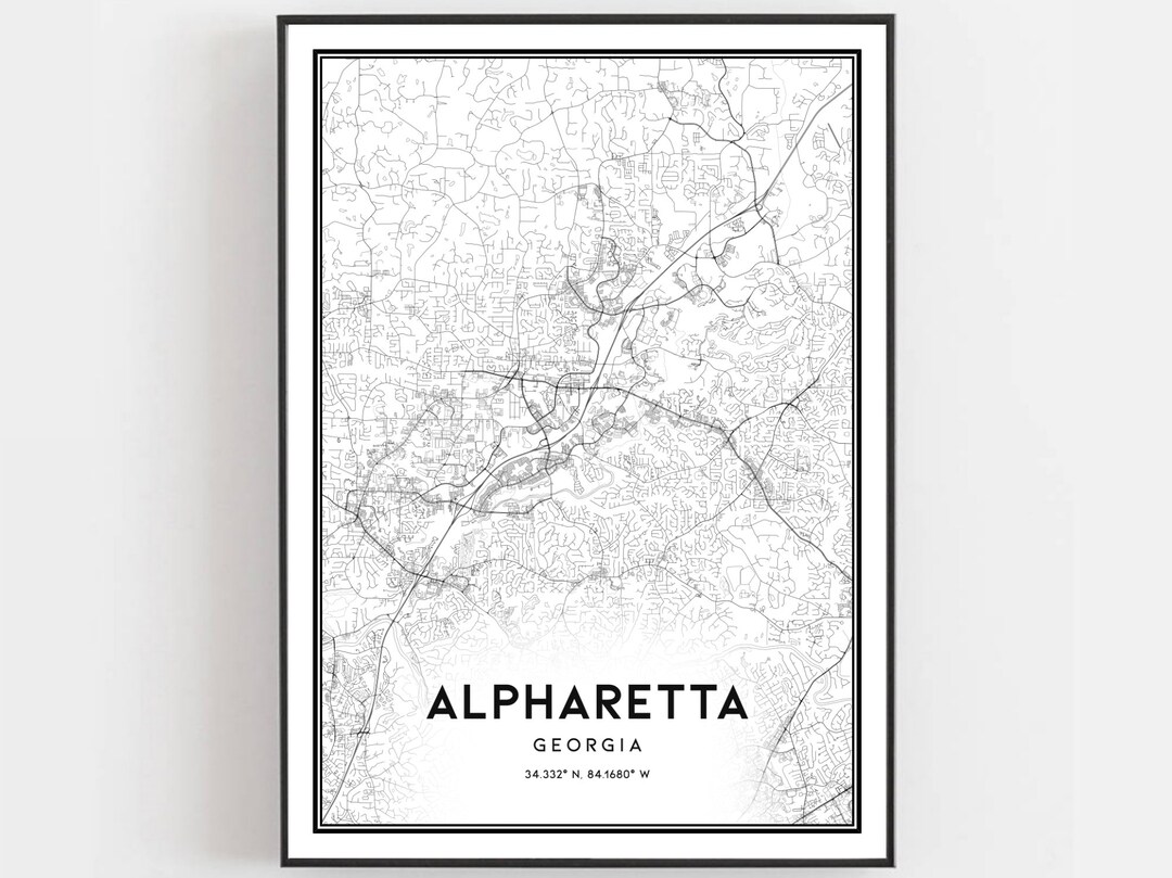 Alpharetta Map Print, Alpharetta Map Poster Wall Art, Ga City Map ...