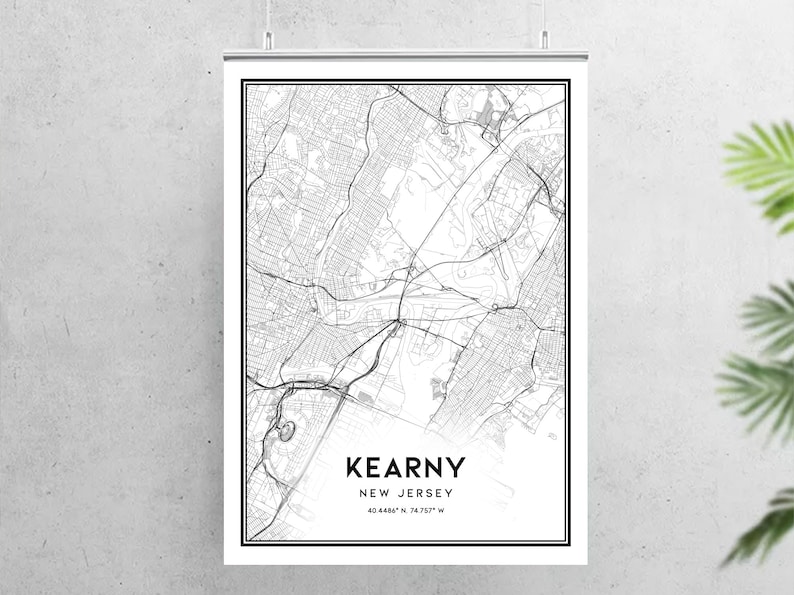 Kearny Map Print, Kearny Map Poster Wall Art, Nj City Map, New Jersey ...