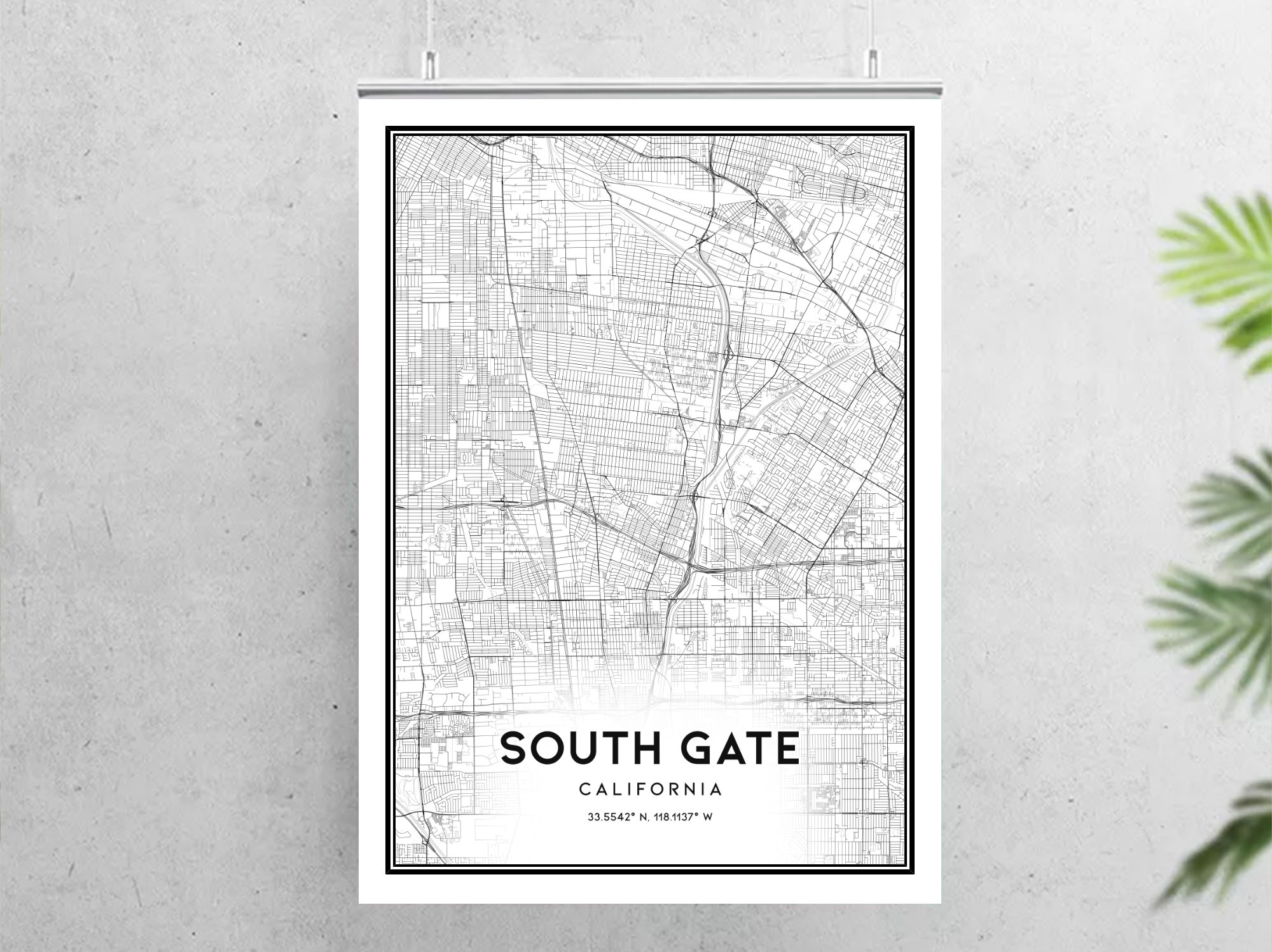 South Gate Map Print South Gate Map Poster Wall Art Ca City - Etsy