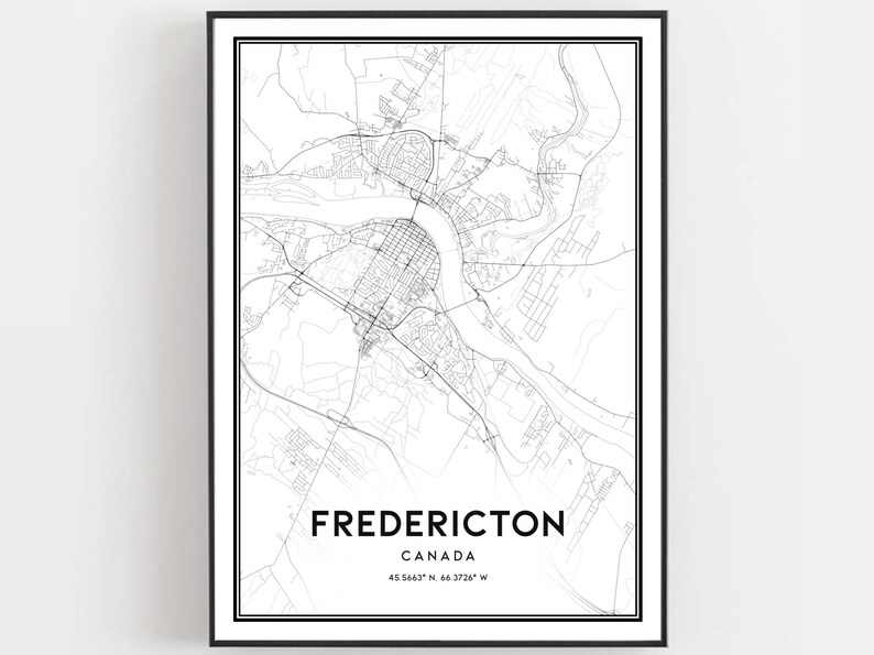 Fredericton Map Print Fredericton Map Poster Wall Art | Etsy