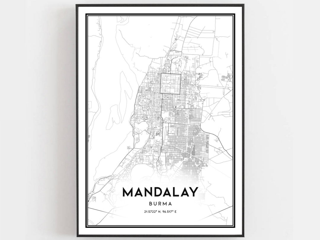 Mandalay Map Print, Mandalay Map Poster Wall Art, Mandalay City Map ...