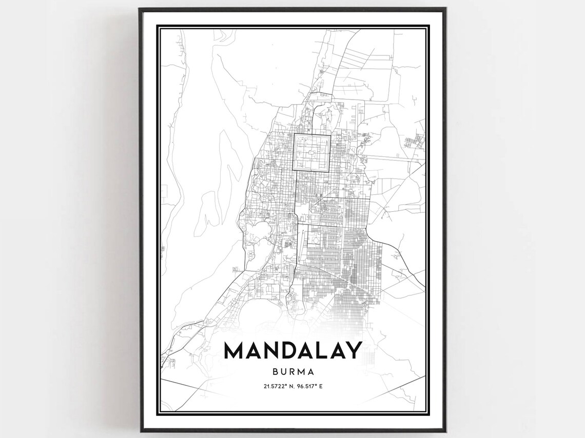 Mandalay Map Print Mandalay Map Poster Wall Art Mandalay - Etsy