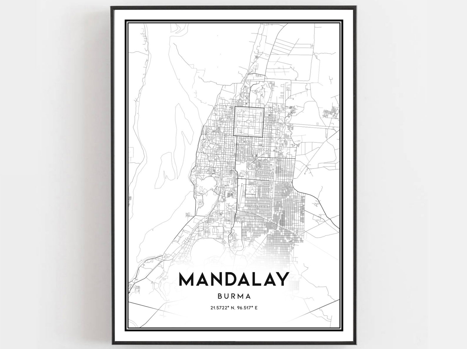 Mandalay Map Print Mandalay Map Poster Wall Art Mandalay - Etsy