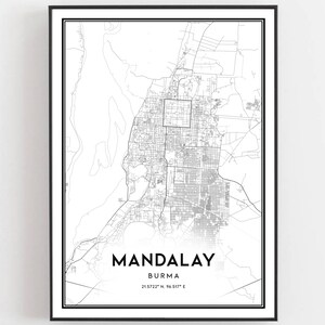 Mandalay Map Print, Mandalay Map Poster Wall Art, Mandalay City Map ...