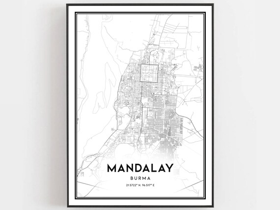 Mandalay Map Print Mandalay Map Poster Wall Art Mandalay | Etsy