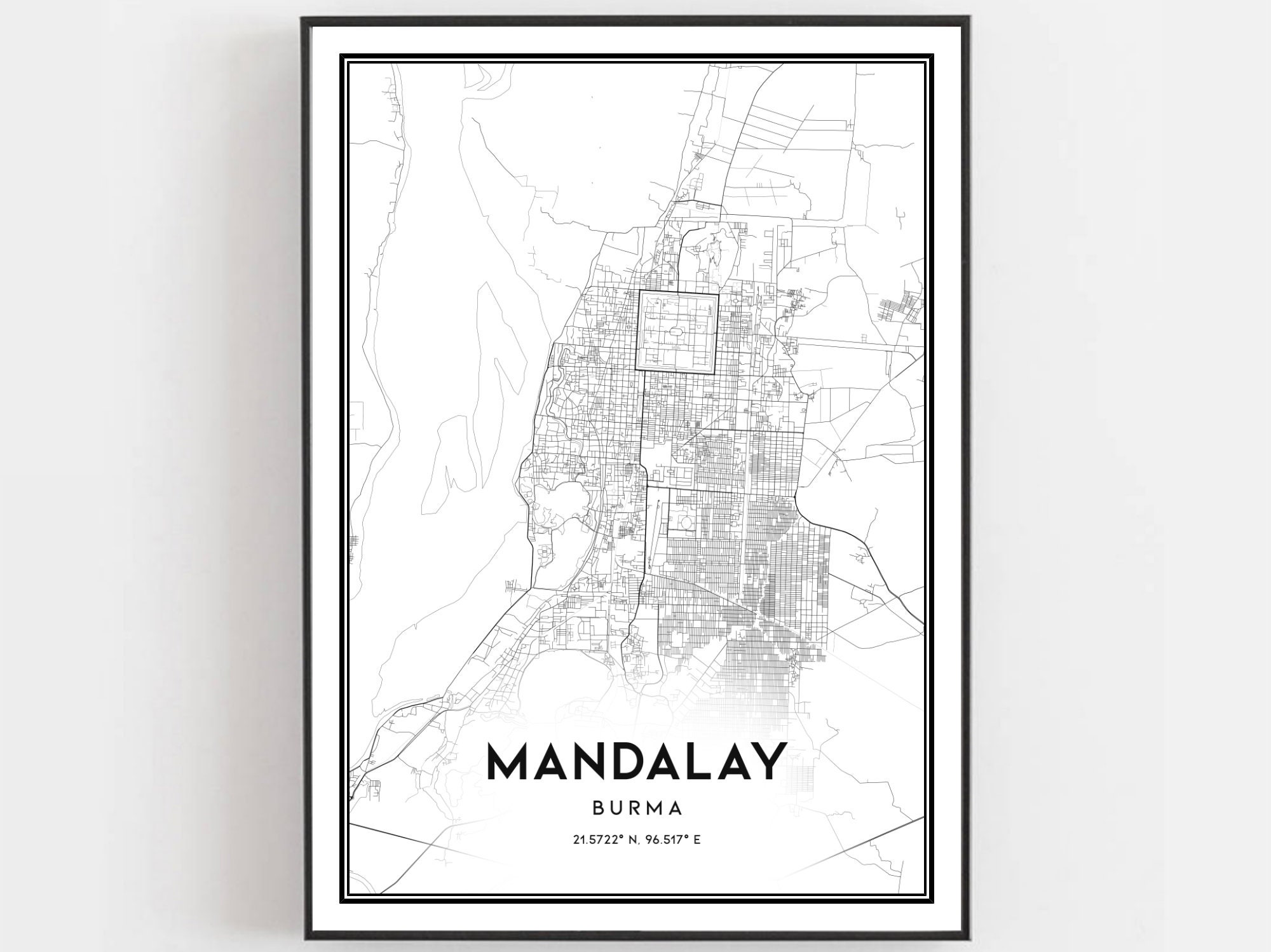 Mandalay Map Print Mandalay Map Poster Wall Art Mandalay | Etsy