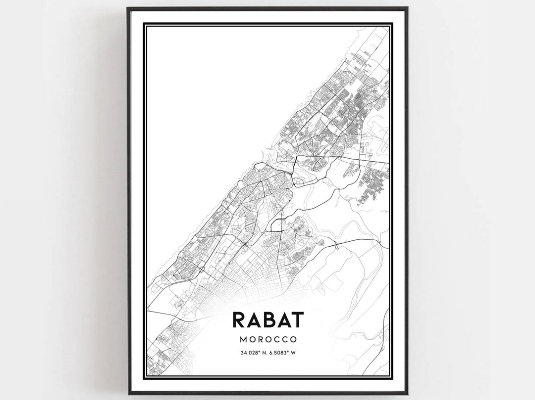Rabat Map Print, Rabat Map Poster Wall Art, Rabat City Map, Rabat Print ...