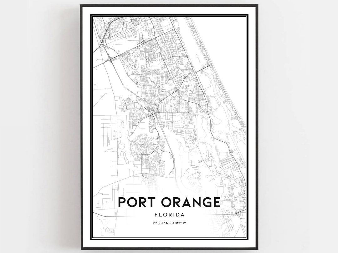 Port Orange Map Print, Port Orange Map Poster Wall Art, Fl City Map ...