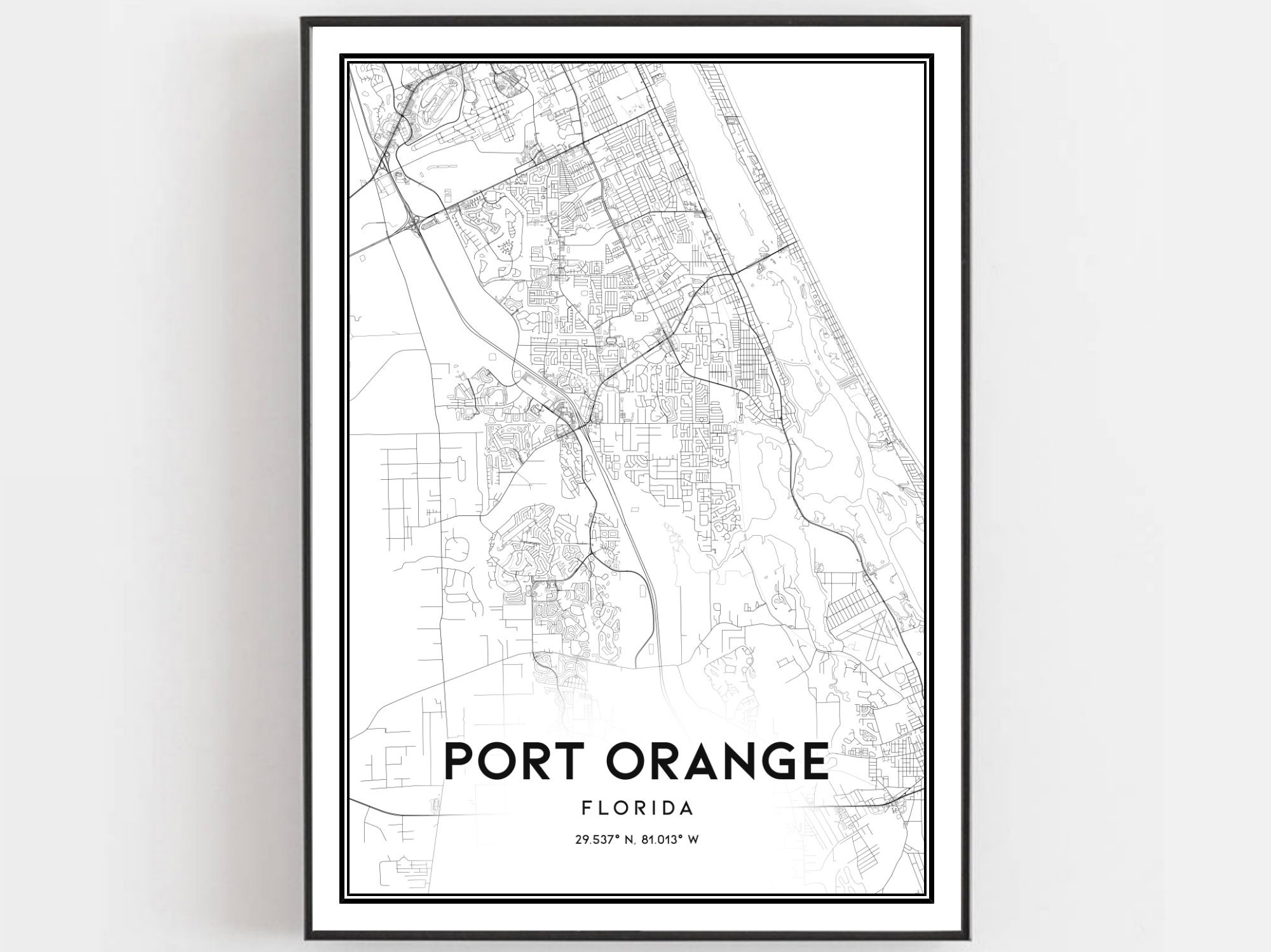 Port Orange Map Print Port Orange Map Poster Wall Art Fl - Etsy