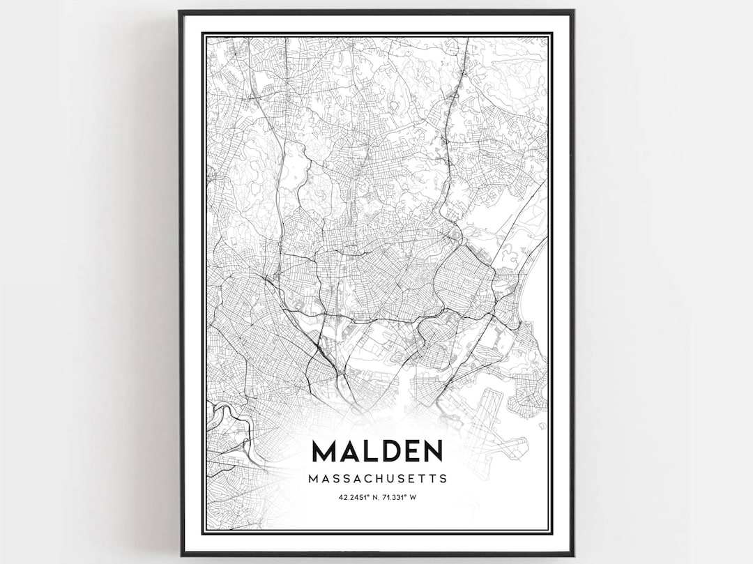 Malden Map Print, Malden Map Poster Wall Art, Ma City Map ...