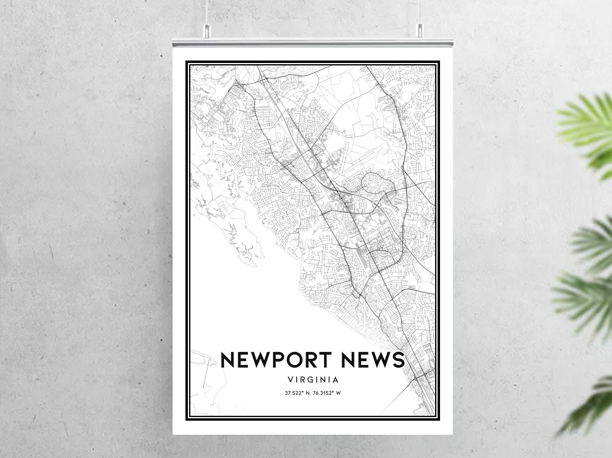 Newport News Map Print Newport News Map Poster Wall Art Va | Etsy
