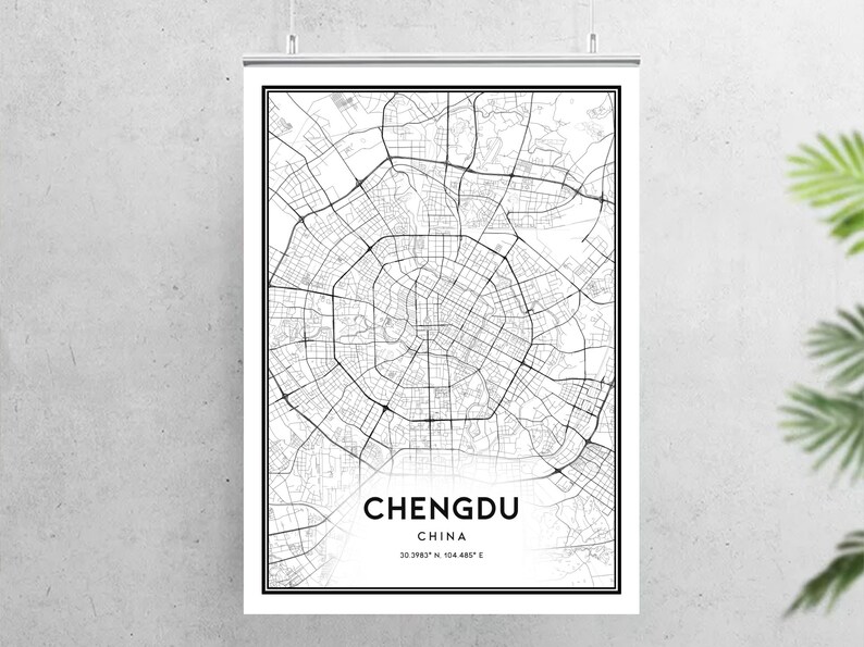 Chengdu Map Print Chengdu Map Poster Wall Art Chengdu City - Etsy