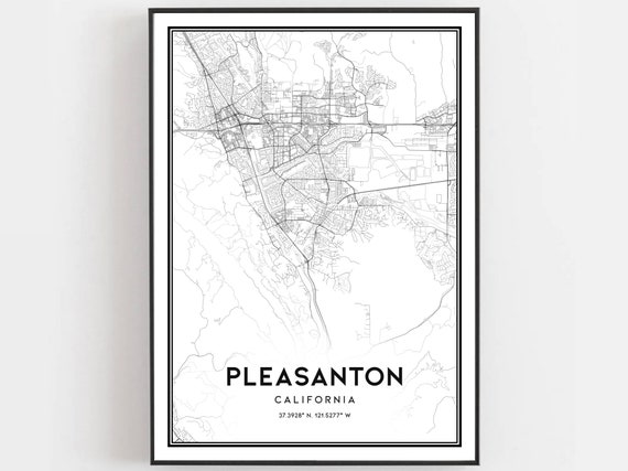 Map Of Downtown Pleasanton Ca Pleasanton CA City Vector Road Map Blue