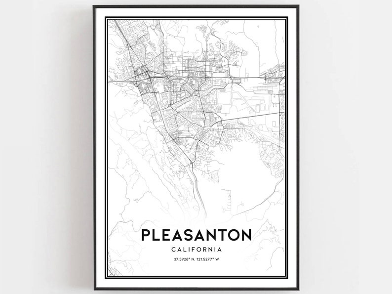 Pleasanton Map Print Pleasanton Map Poster Wall Art Ca City - Etsy
