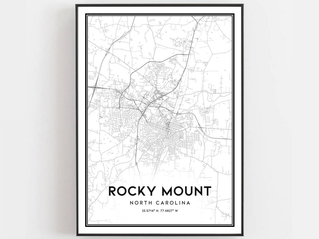 Rocky Mount Map Print, Rocky Mount Map Poster Wall Art, Nc City Map ...