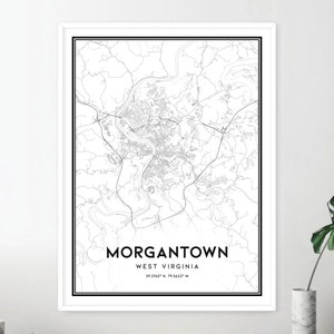 Morgantown Map Print, Morgantown Map Poster Wall Art, Va City Map, West ...