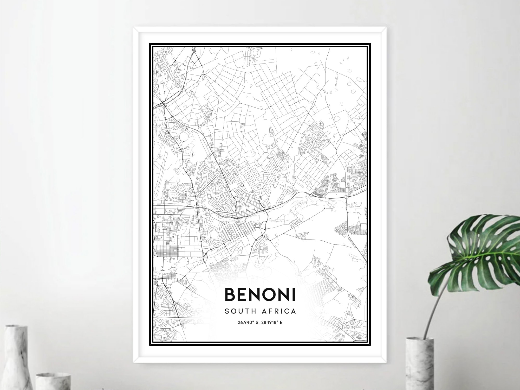 Benoni Map Print, Benoni Map Poster Wall Art, Benoni City Map, Benoni ...