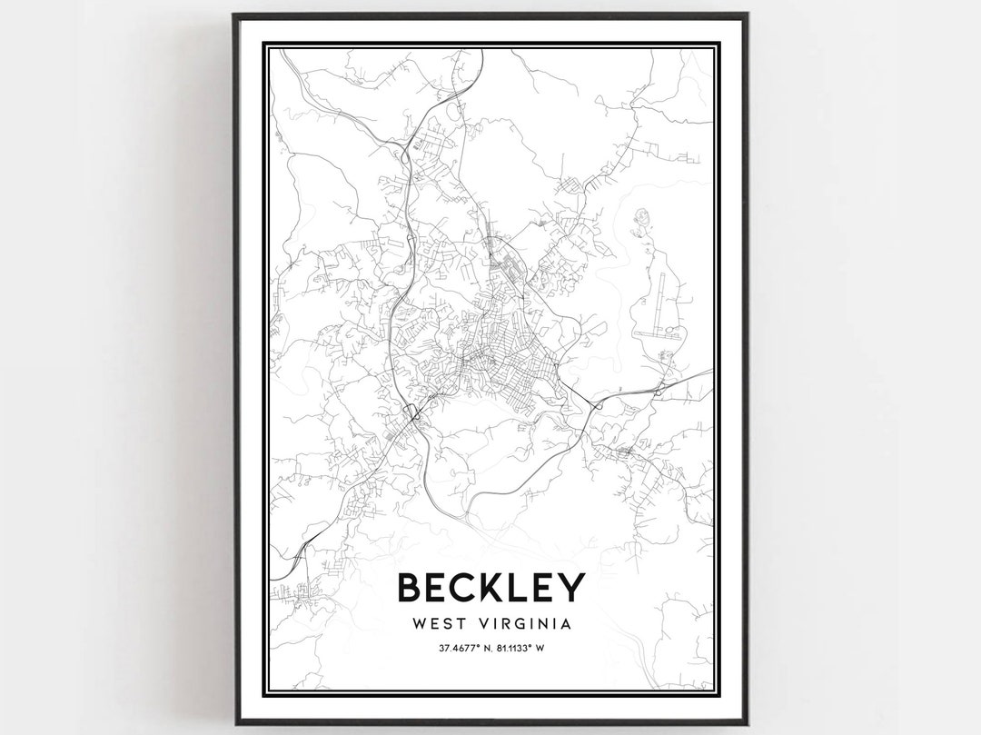 Beckley Map Print, Beckley Map Poster Wall Art, Va City Map, West ...