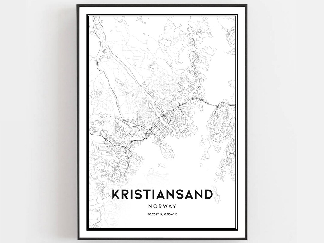 Kristiansand Map Print, Kristiansand Map Poster Wall Art, Kristiansand ...