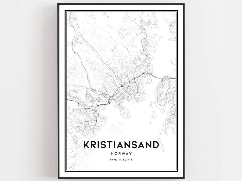 Kristiansand Map Print Kristiansand Map Poster Wall Art | Etsy