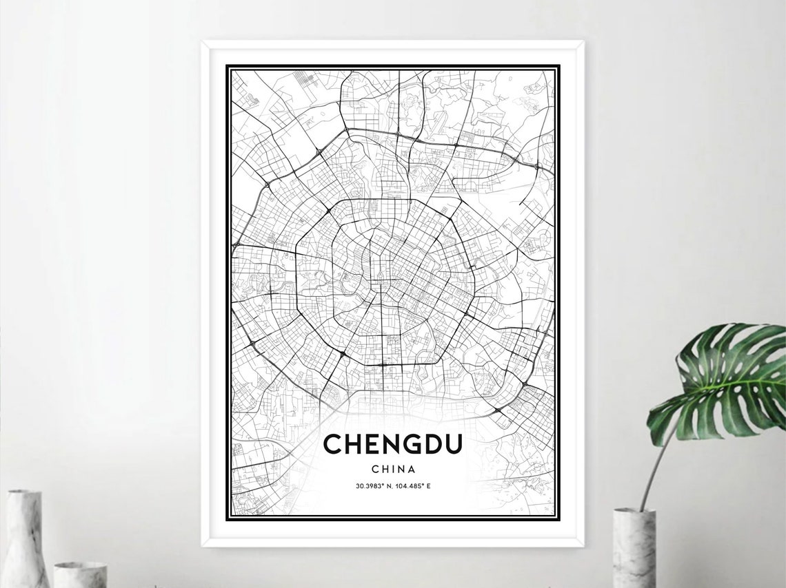 Chengdu Map Print Chengdu Map Poster Wall Art Chengdu City - Etsy