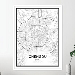 Chengdu Map Print, Chengdu Map Poster Wall Art, Chengdu City Map ...