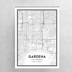 Gardena Map Print, Gardena Map Poster Wall Art, Ca City Map, California ...