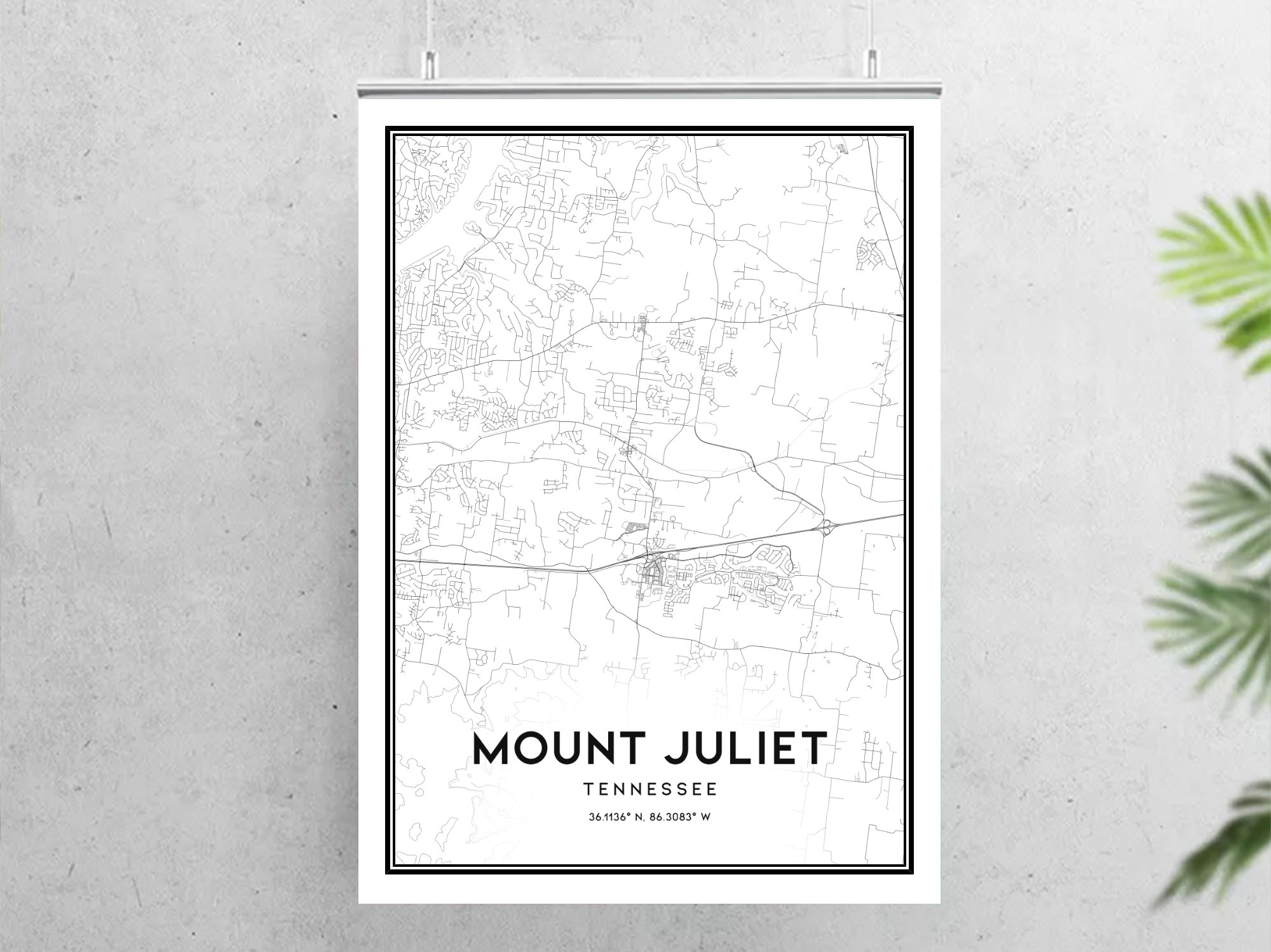 Mount Juliet Map Print, Mount Juliet Map Poster Wall Art, Tn City Map ...