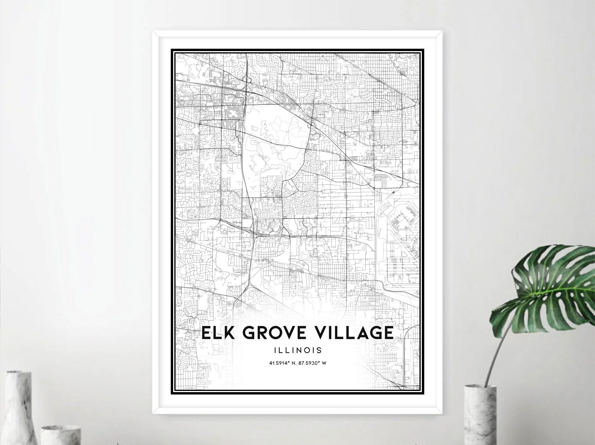 Elk Grove Village Map Print, Elk Grove Village Map Poster Wall Art, Il ...