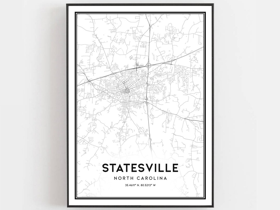 Statesville Map Print, Statesville Map Poster Wall Art, Nc City Map ...