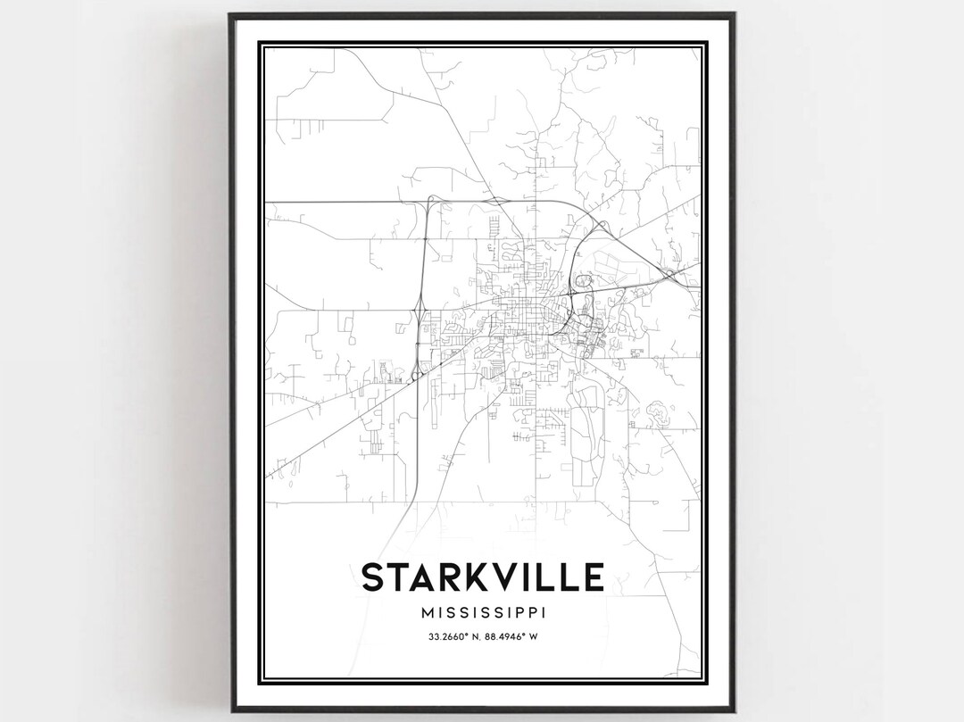 Starkville Map Print, Starkville Map Poster Wall Art, Ms City Map ...