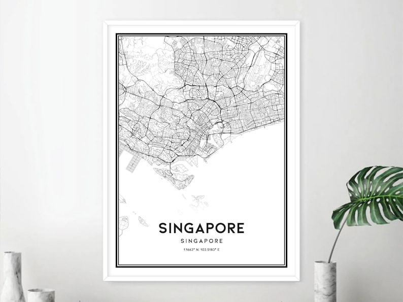 Singapore Map Print Singapore Map Poster Wall Art Singapore | Etsy