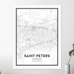 Saint Peters Map Print, Saint Peters Map Poster Wall Art, Mo City Map ...