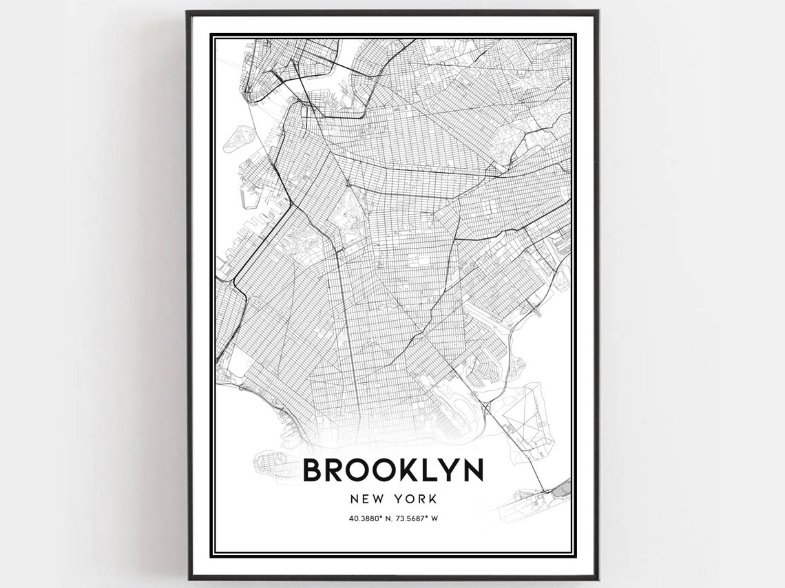 Brooklyn Map Print Brooklyn Map Poster Wall Art Ny City Map - Etsy