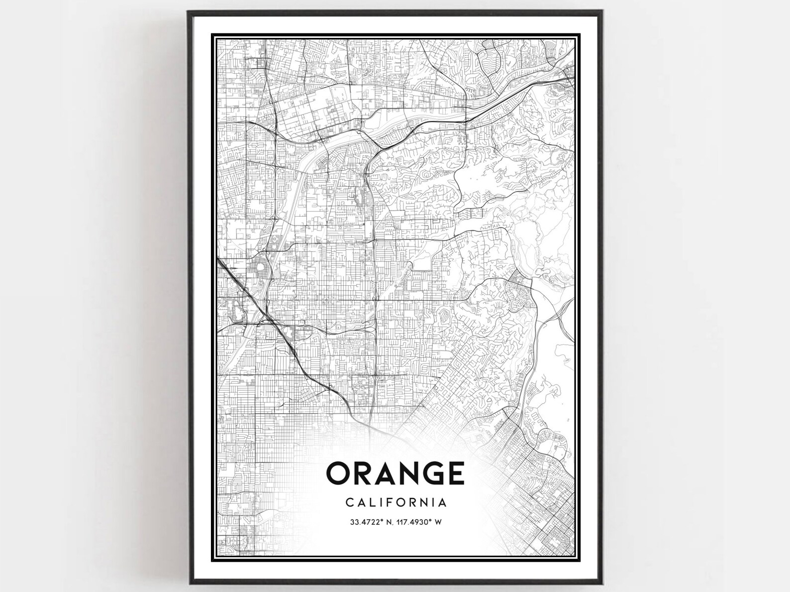 Orange Map Print Orange Map Poster Wall Art Ca City Map - Etsy