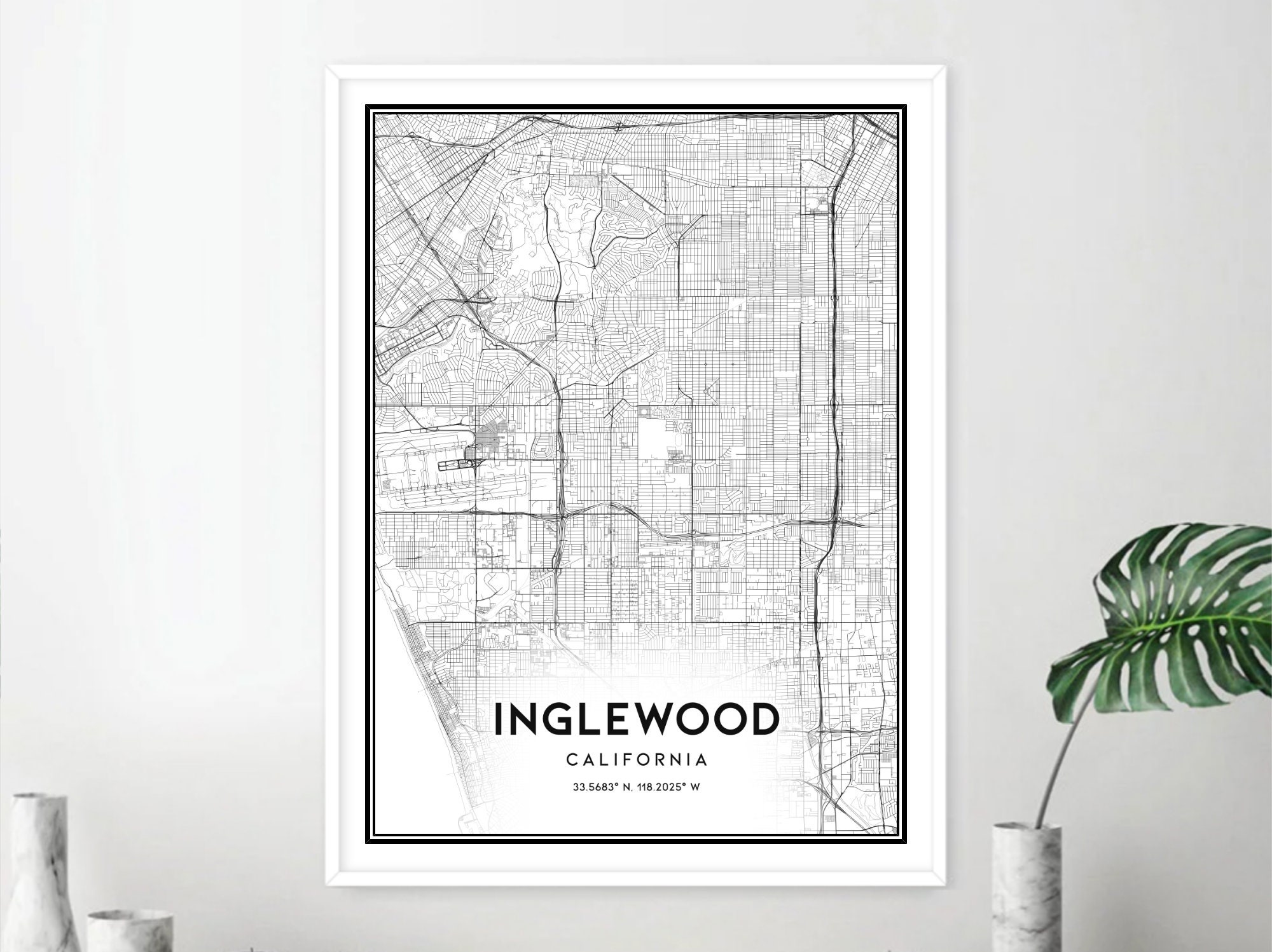 Inglewood Map Print Inglewood Map Poster Wall Art Ca City | Etsy