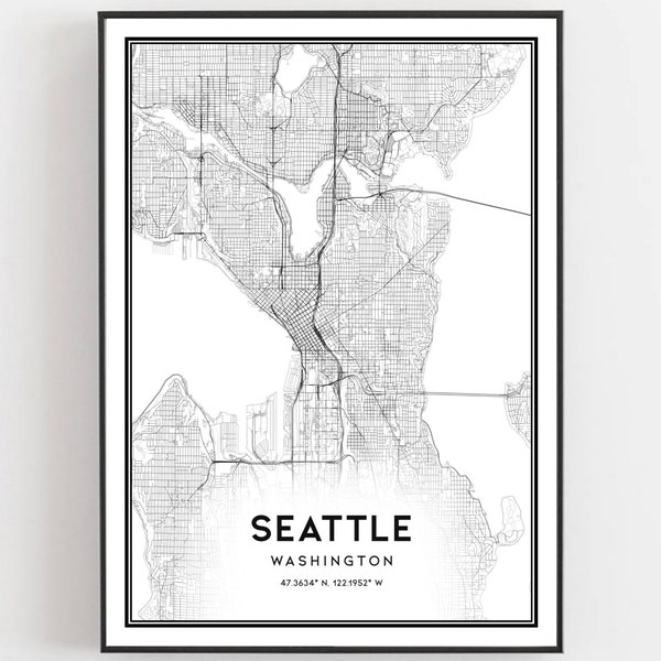 Seattle Street Map - Etsy